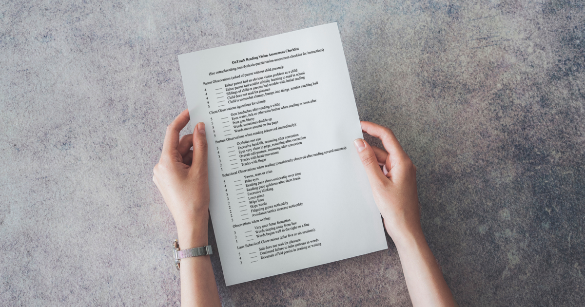 Vision Assessment Checklist for Struggling Readers